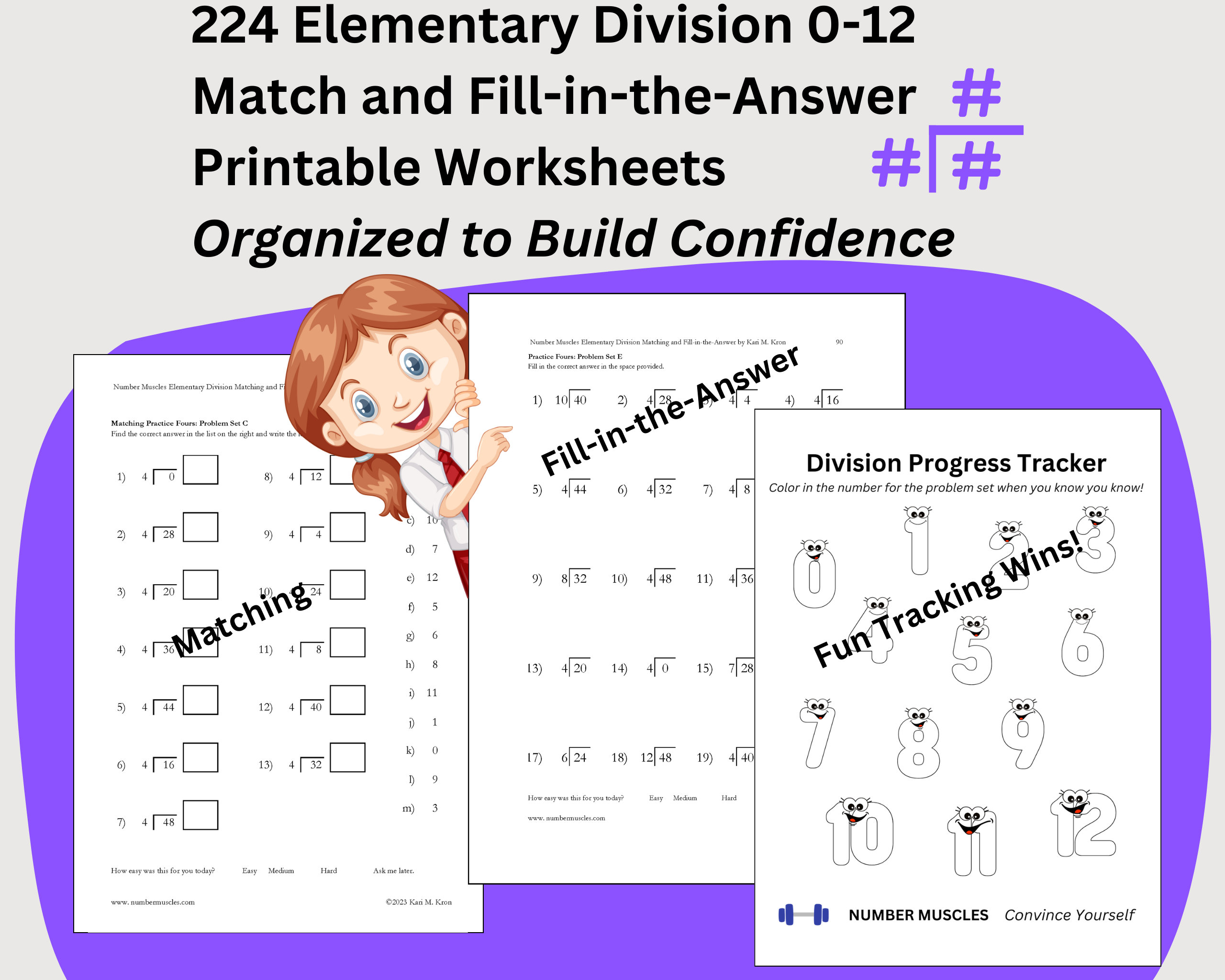 224 Division Worksheets, Instant Download Math Printable, Third Grade ...