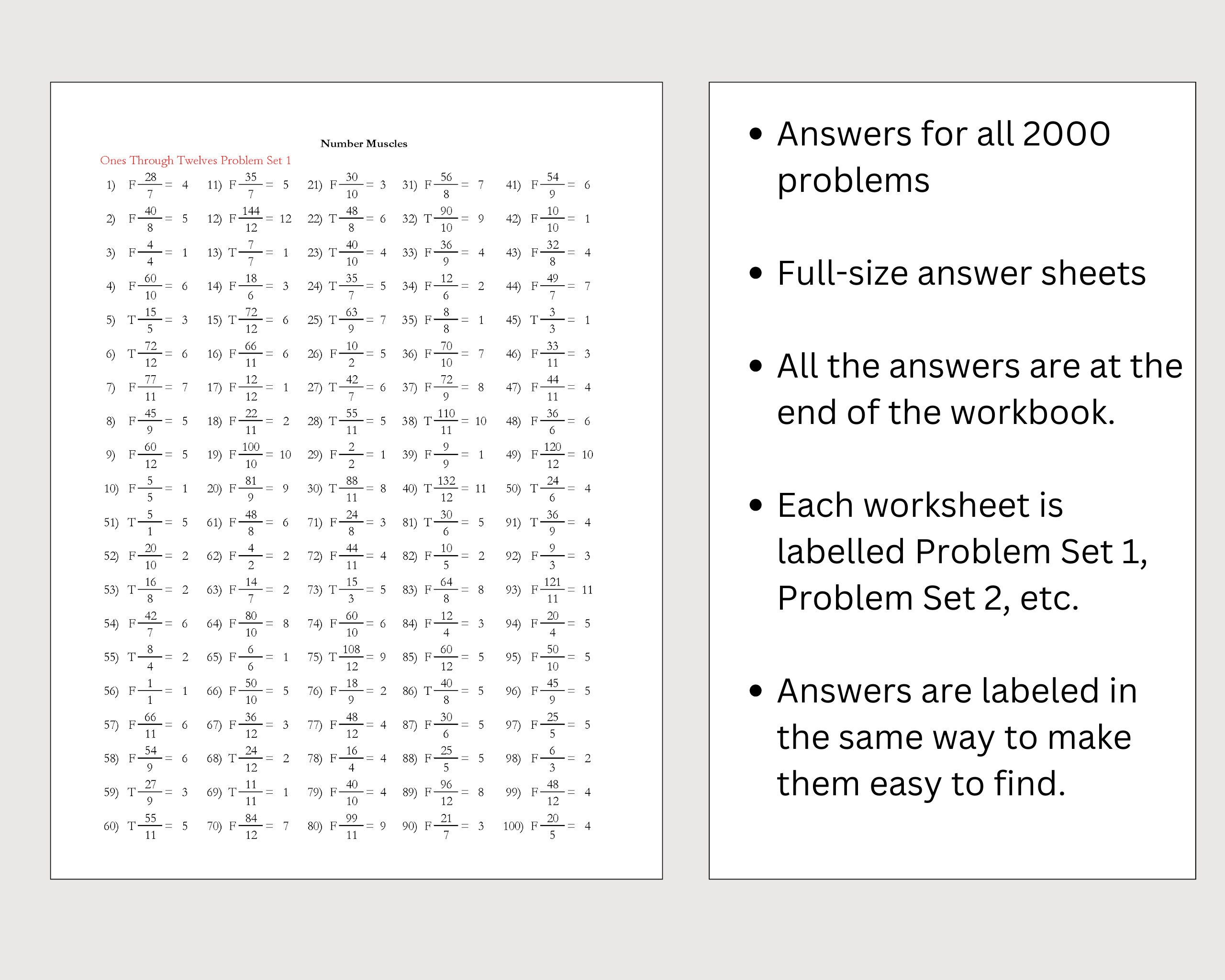20 Division Instant Download Printable Worksheets, First Grade ...