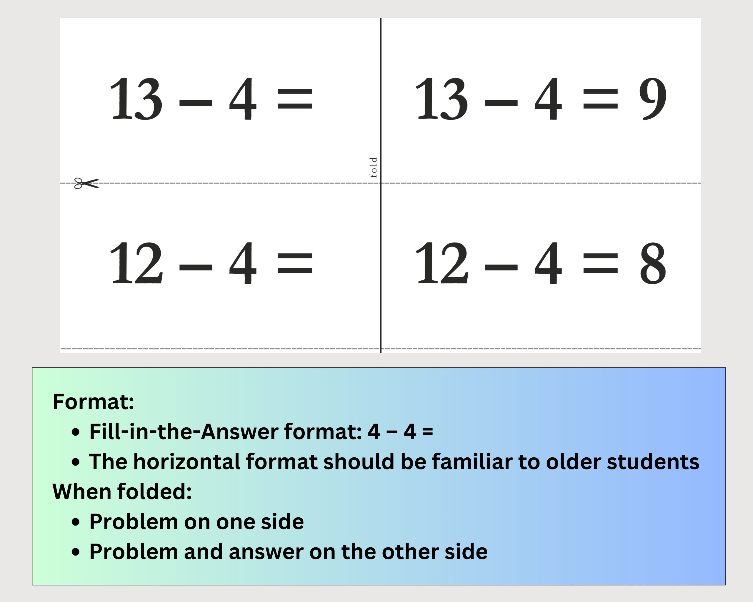 100 Subtraction Flashcards, Printable, Instant Download, First Grade ...