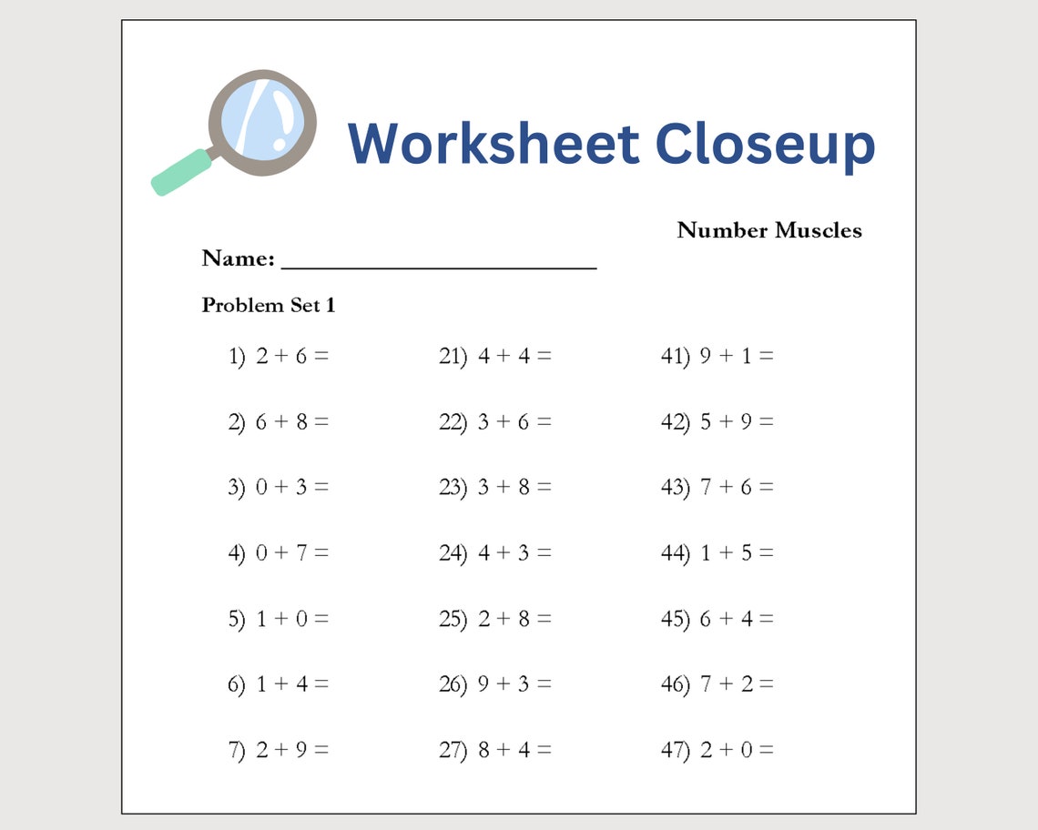 20 Addition Instant Download Printable Worksheets, First Grade ...