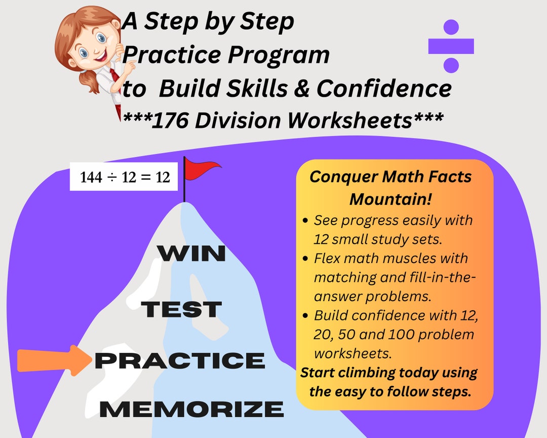 Printable Division Practice Program With 176 Worksheets - Division Sign ...