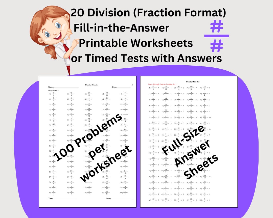 20 Division Instant Download Printable Worksheets, Third Grade ...