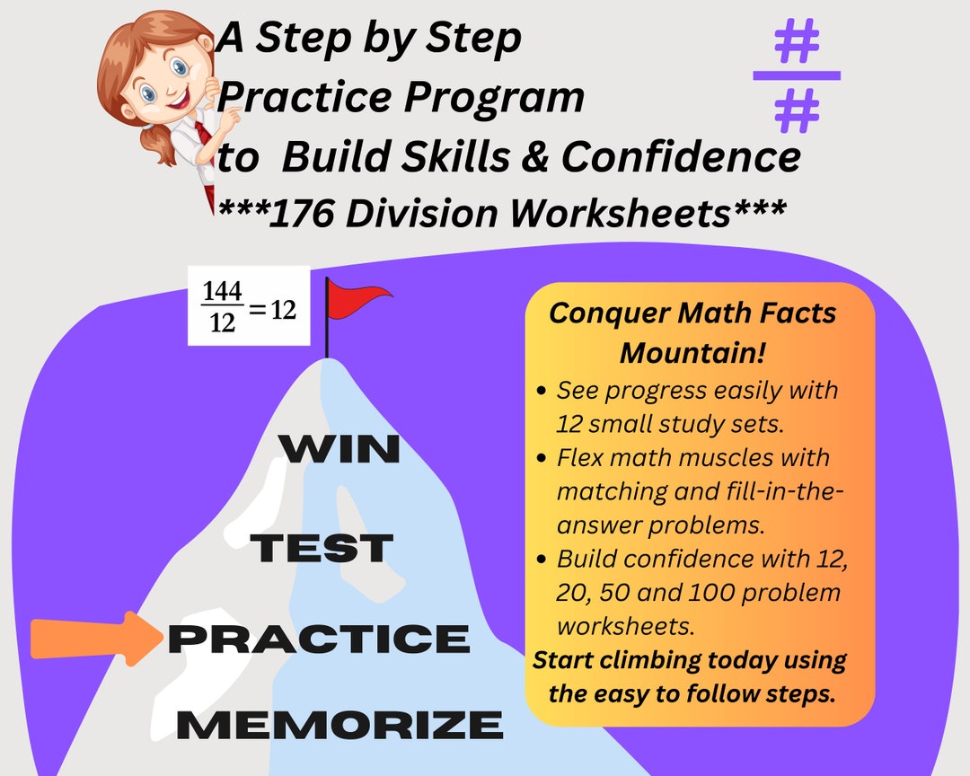 Printable Division Practice Program With 176 Worksheets - Fraction ...