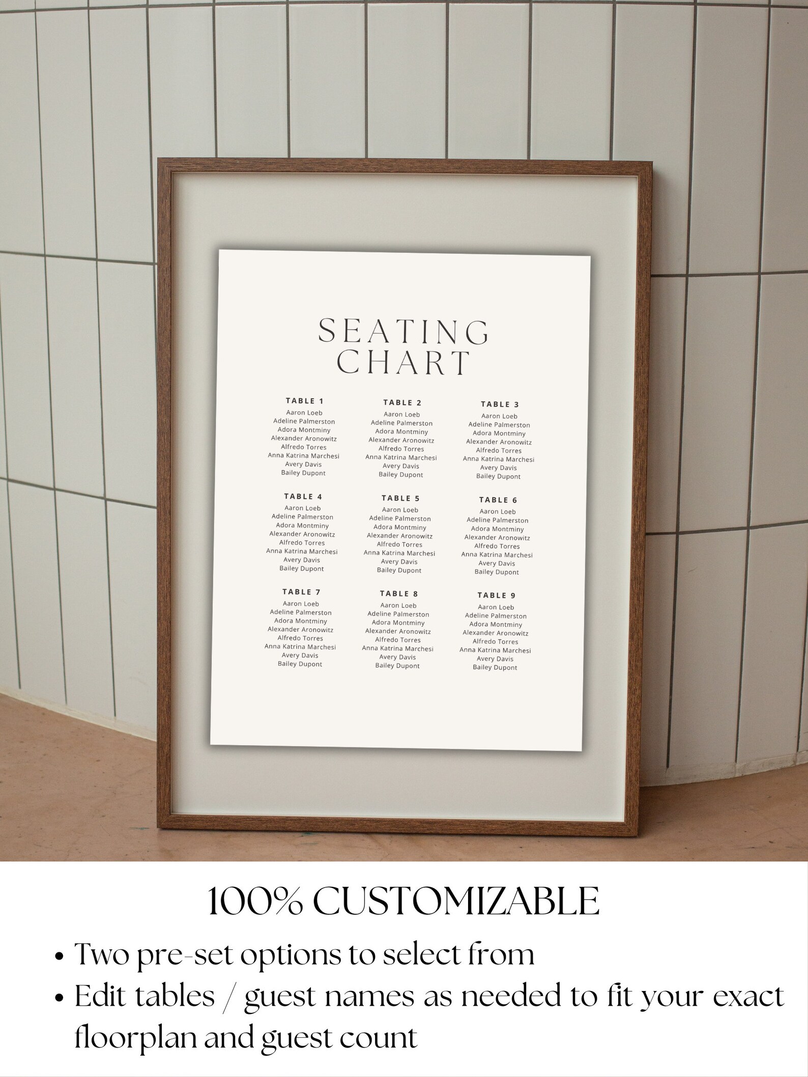 Seating Chart, Wedding Sign, Beige, Classic, Minimalistic, Luxury ...