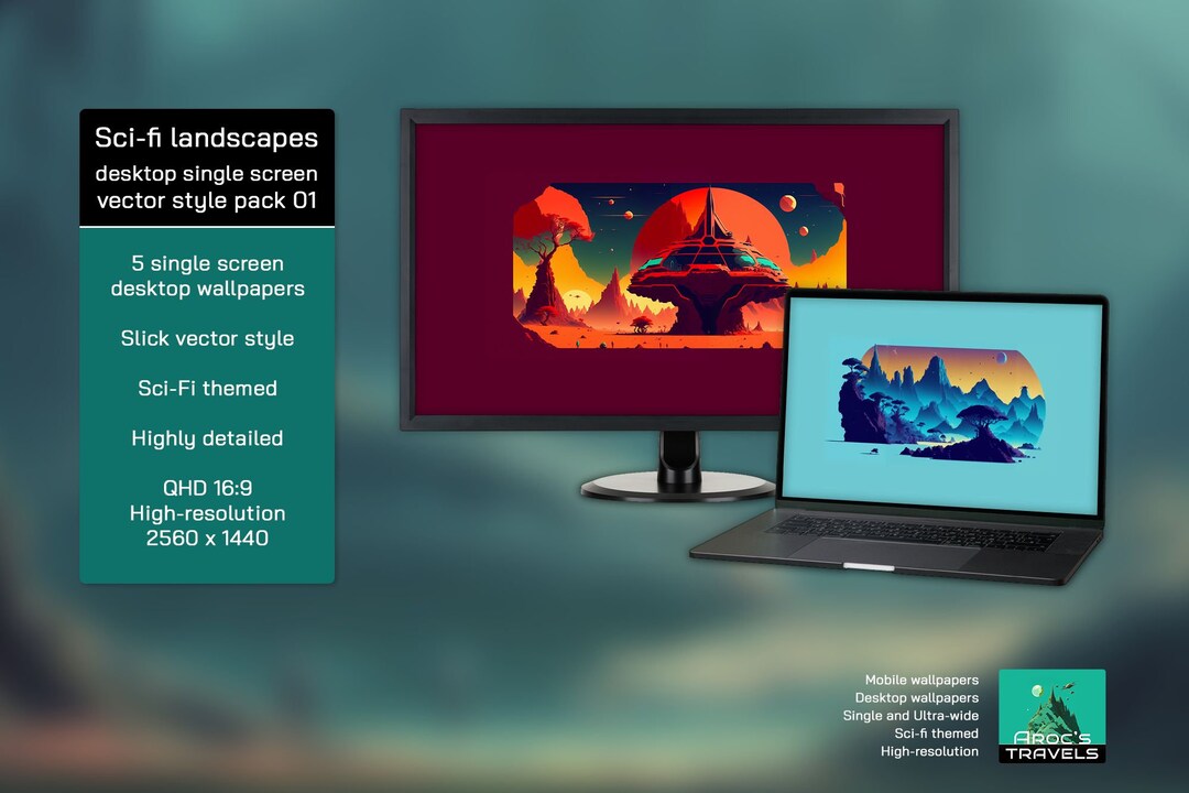 5 Computer Wallpapers or Lockscreens Highly Detailed in Slick Vector ...