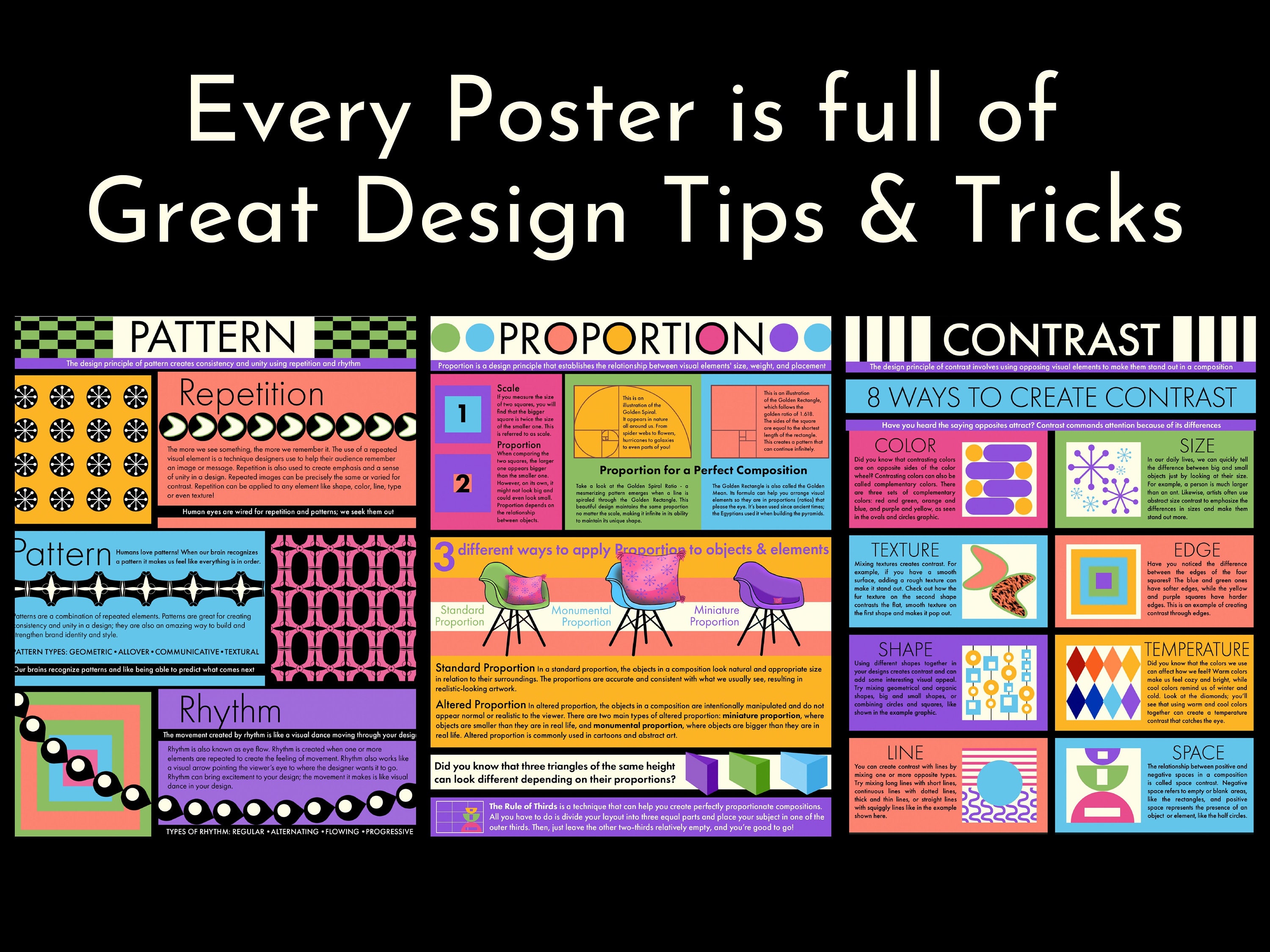The 7 Principles Of Design Explained In Colorful Downloadable Printable Posters Or Handouts Etsy 