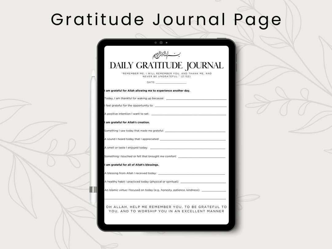 Islamic Gratitude Journal Printable | Daily Muslim Reflection (PDF) - Etsy