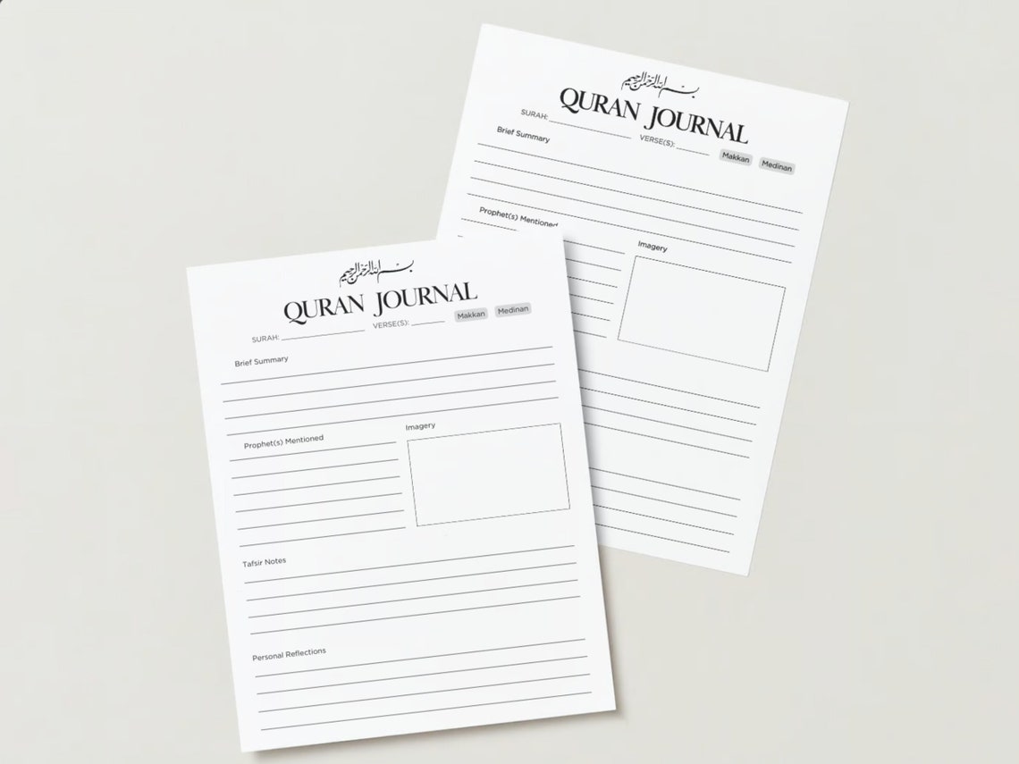 Quran Journal Printable | Muslim Quran Journal Page | Islamic Reminders ...