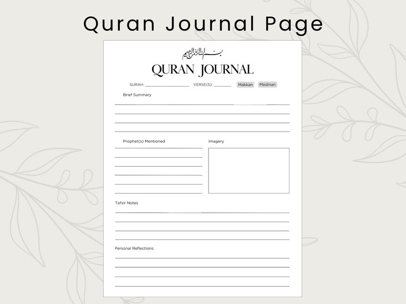 Quran Journal Printable | Muslim Quran Journal Page | Islamic Reminders ...