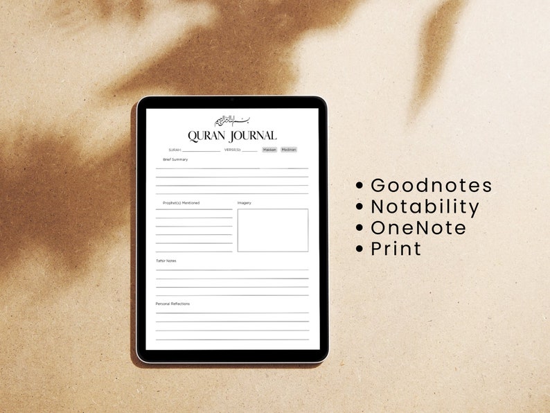 Muslim Quran Journal Page | Daily Islamic Reflection (printable PDF) - Etsy