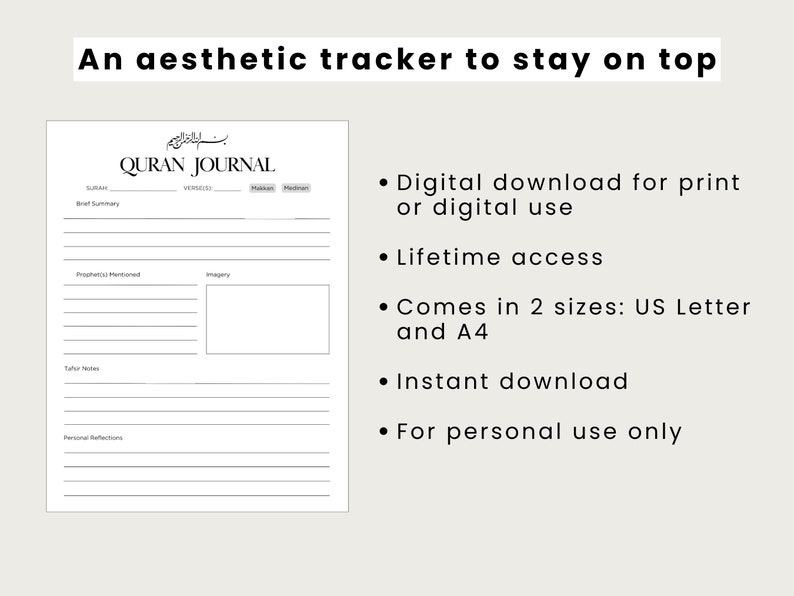 Quran Journal Printable | Muslim Quran Journal Page | Islamic Reminders ...