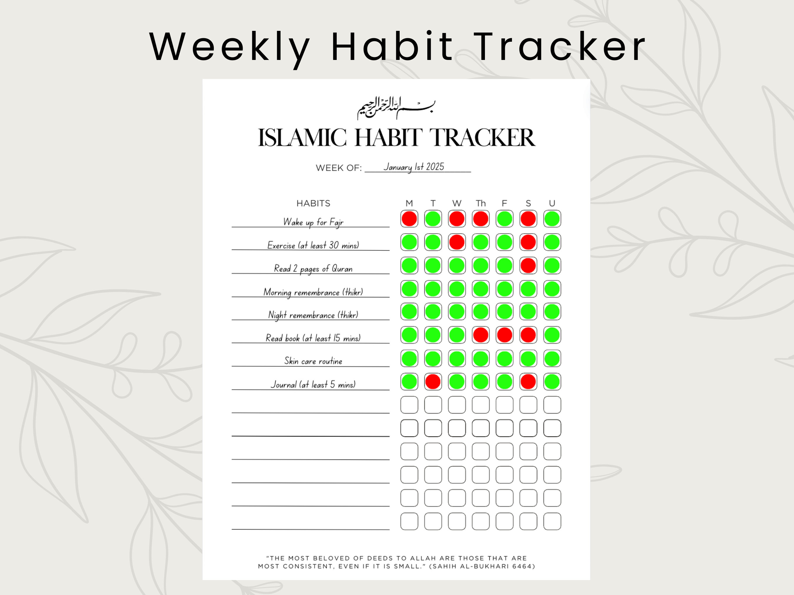 Islamic Habit Tracker - Printable Ibadah for Muslim, Islamic Life Goals ...