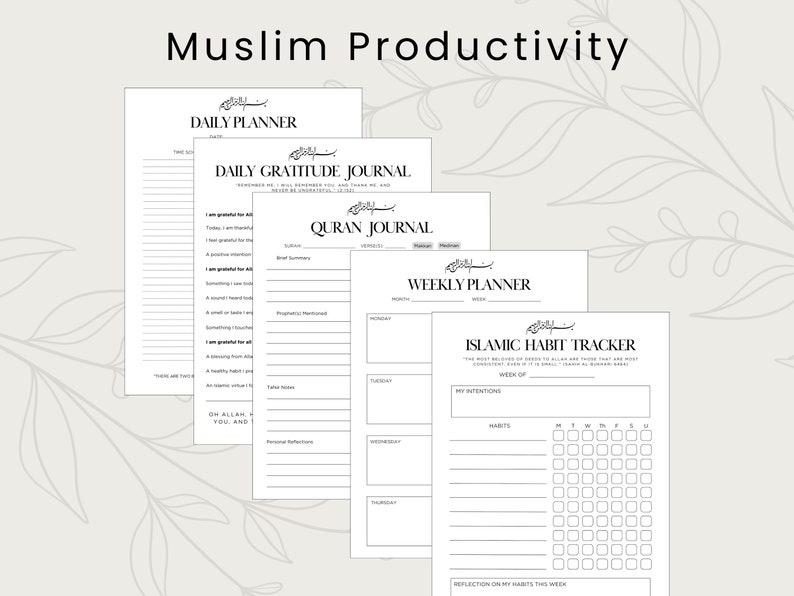 Muslim Productivity Planner Bundle | Quran Journal, Daily Gratitude ...