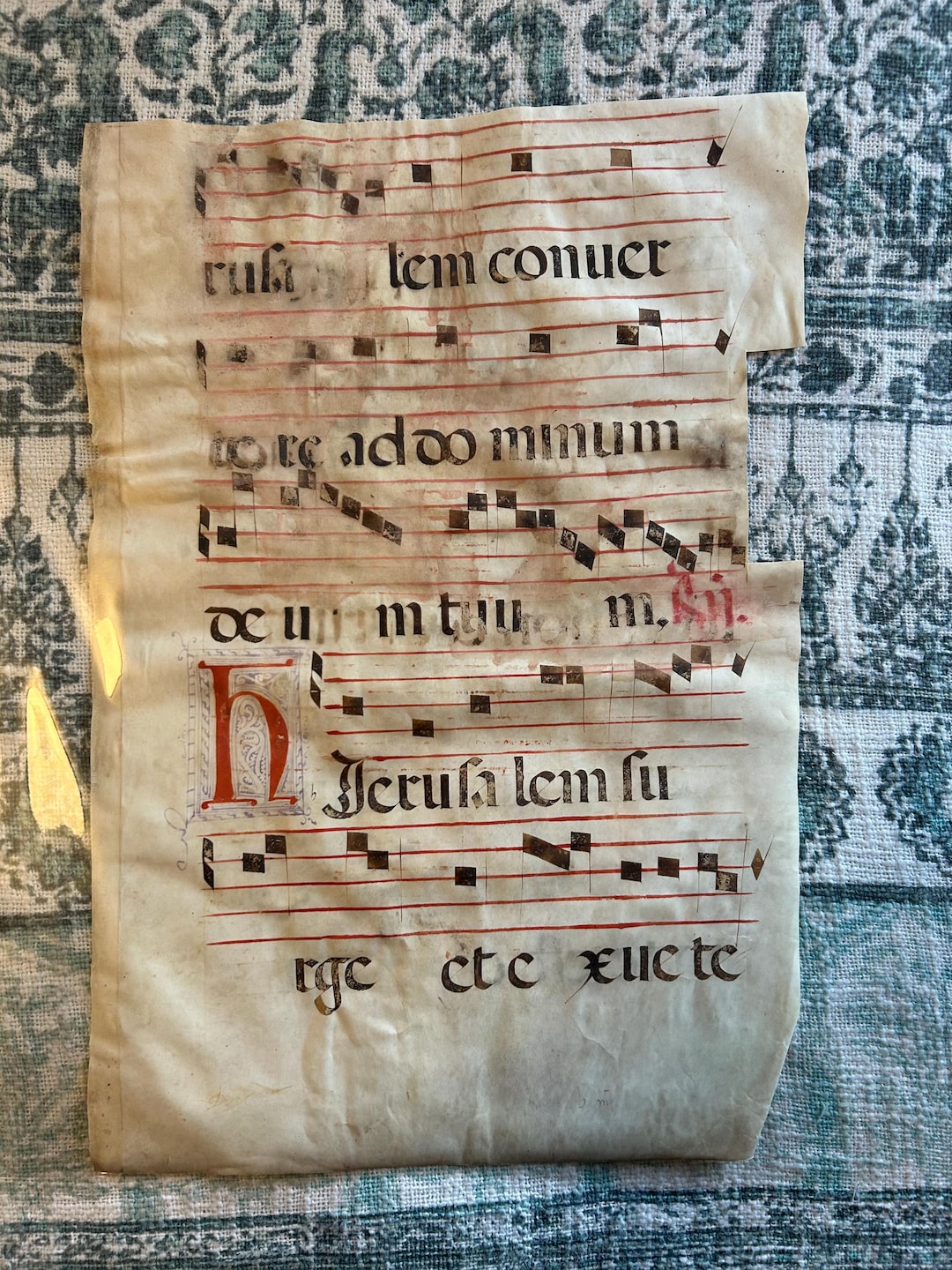 Catholic Gregorian Chant Manuscript Leaf 1700s Christian Vellum ...
