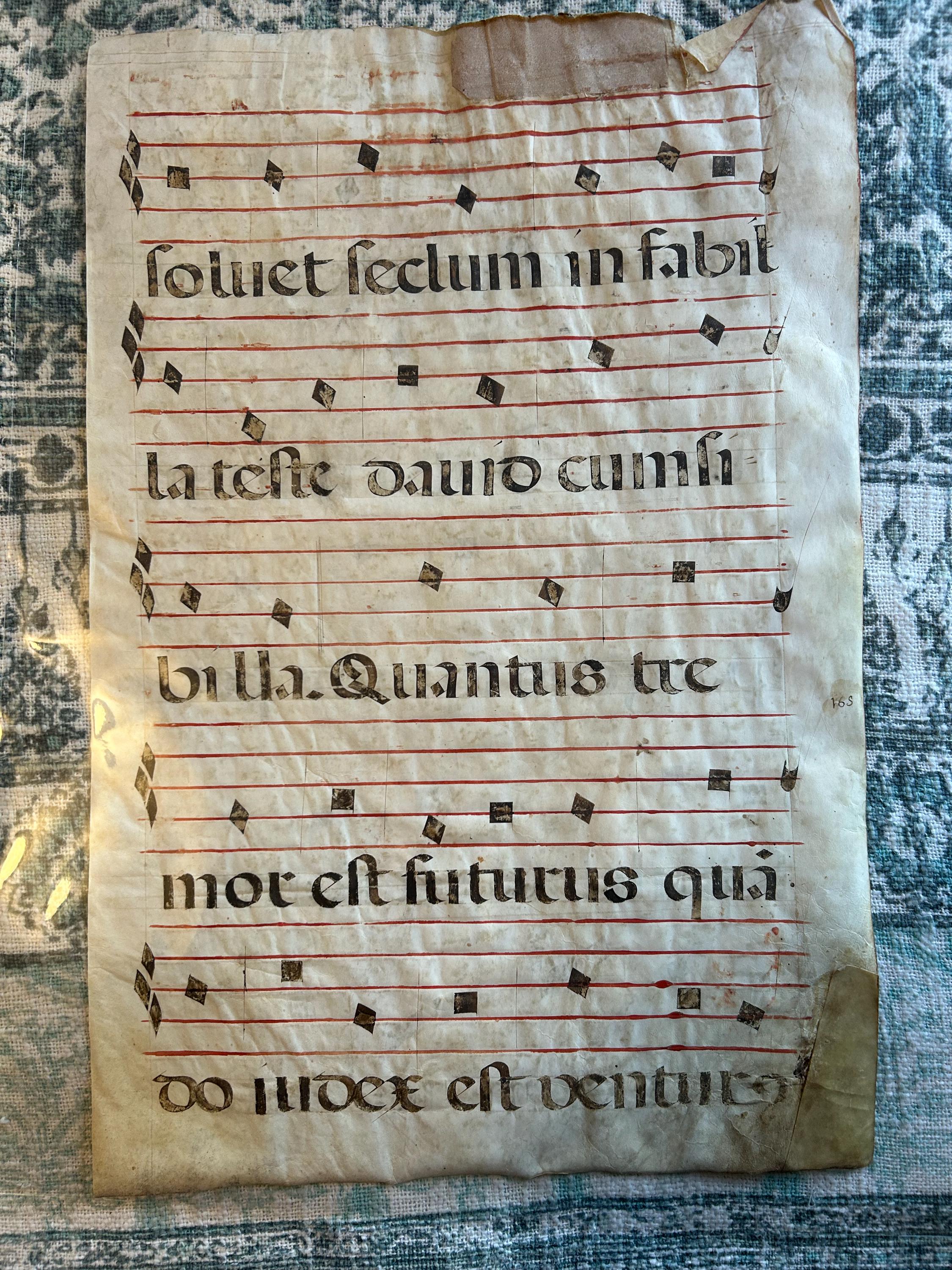 Gregorian Chant Manuscript Leaf Catholic Christian Vellum Parchment ...