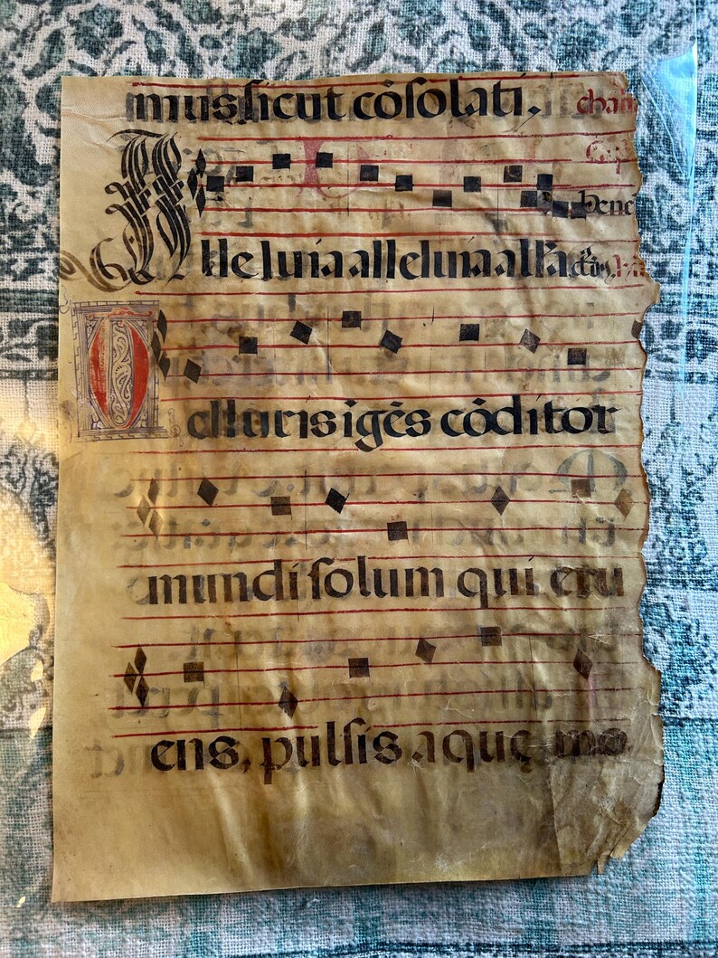 Catholic Song Book Page Leaf Vellum Mass Gradual Book Spanish 1700s ...