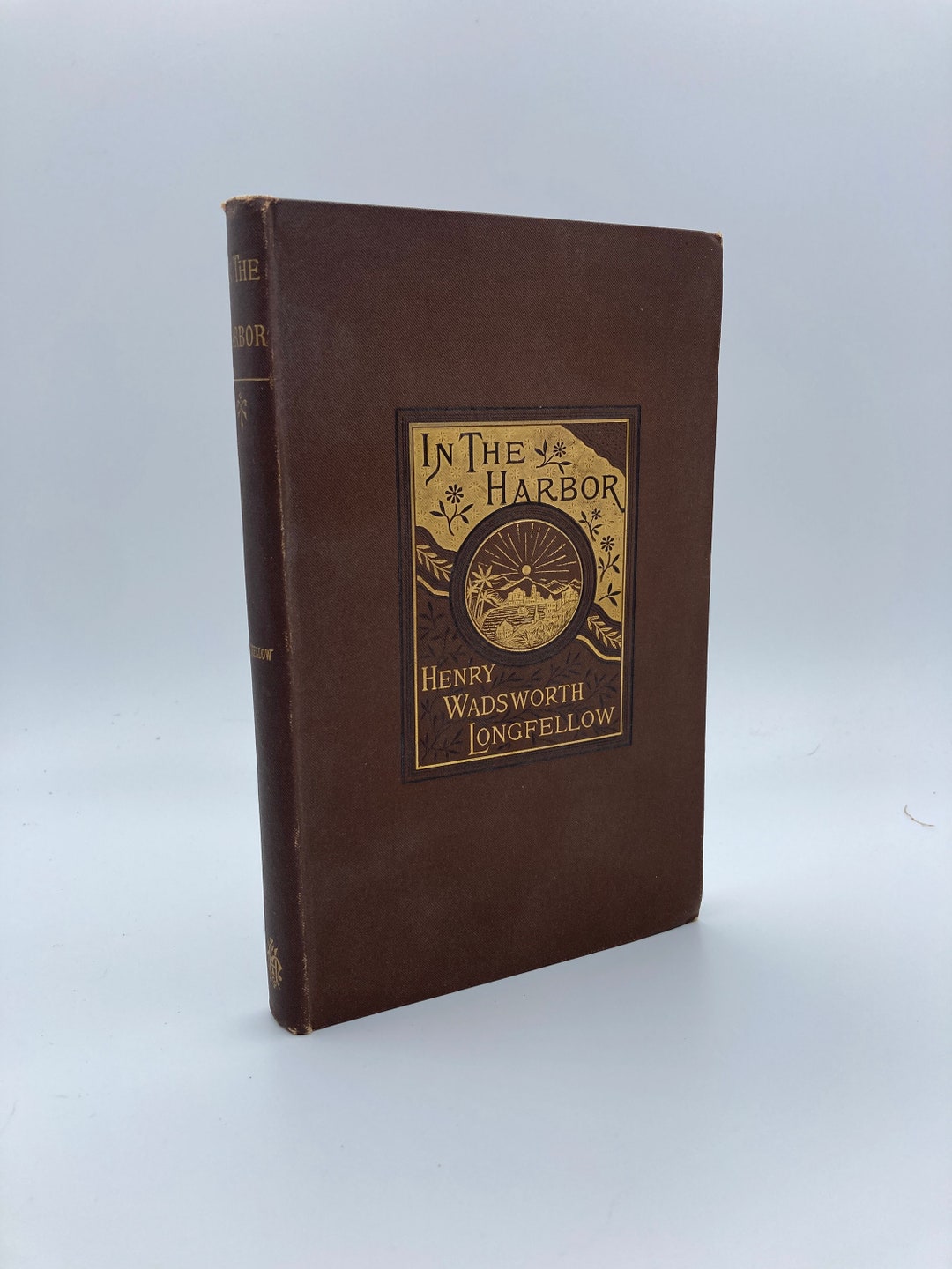 Henry Wadsworth Longfellow Antique Poetry Book in the Harbor 1800s Gilt ...