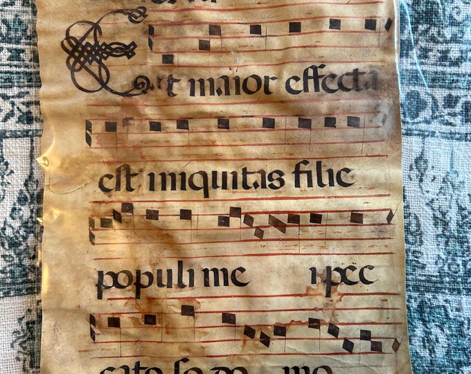 Gregorian Chant 1700s Catholic Manuscript Leaf Calligraphy Christian ...