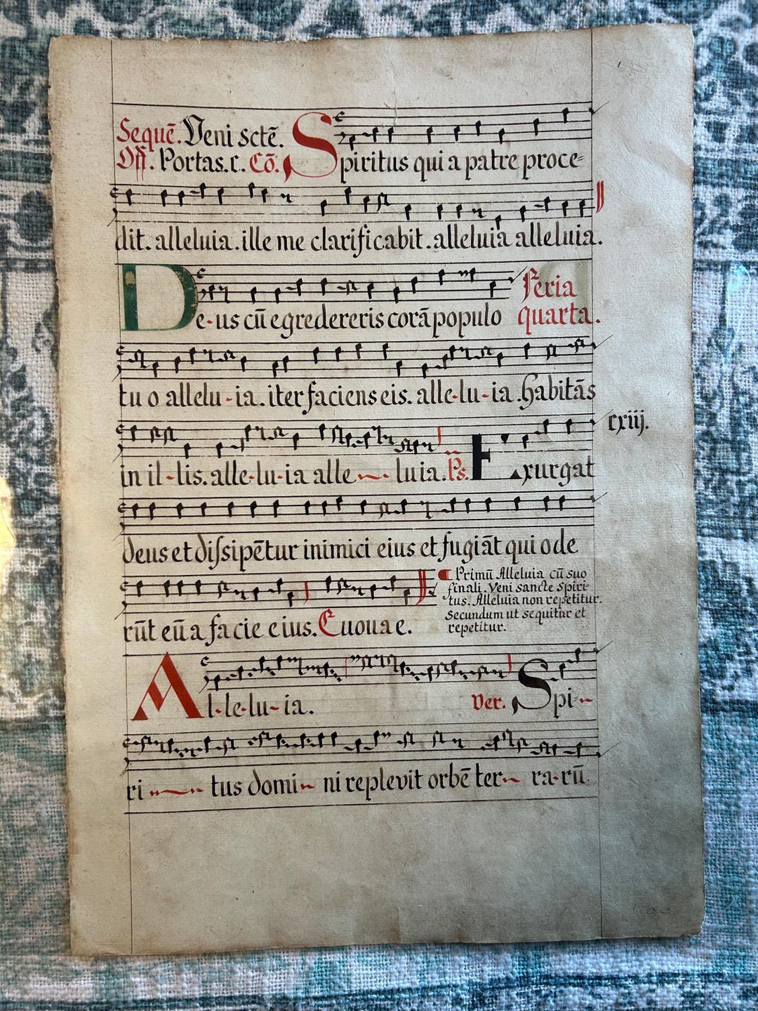 1700s Vellum Parchment Manuscript Leaf Catholic Christian Prayer Song ...