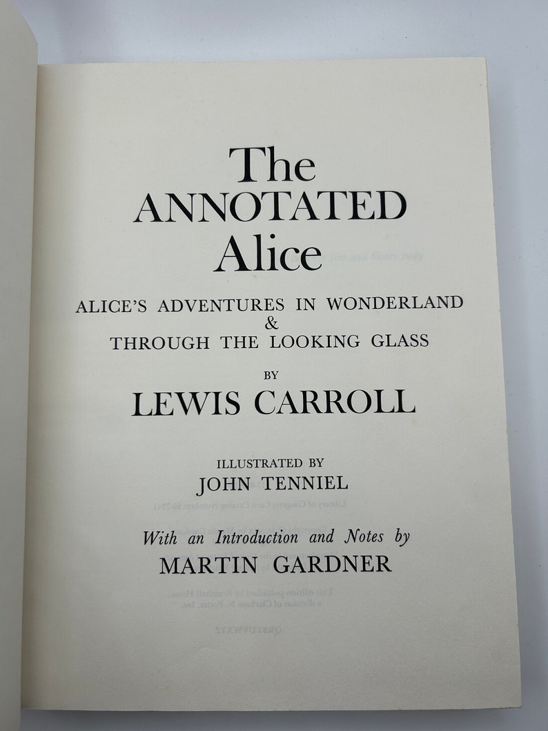 Alice in Wonderland Annotated Vintage Book, the Annotated Alice by Martin Gardner 1960 First ...