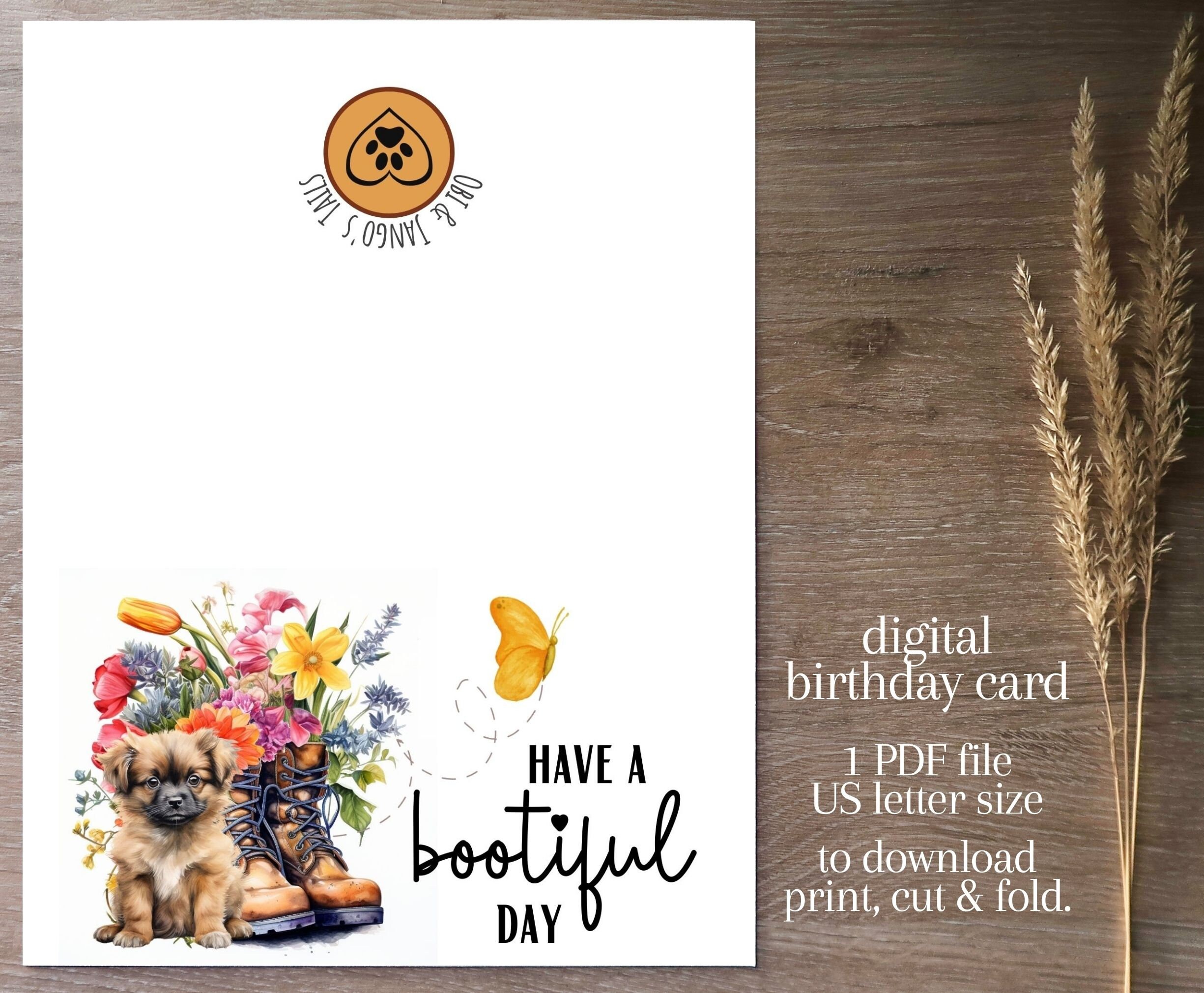 Tibetan Spaniel Puppy Card | Bootiful Day, Thank You (digital Download ...