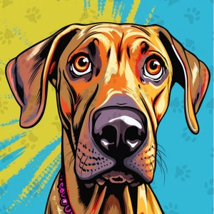 Rhodesian Ridgeback Pop Art | Cartoon | Digital Print | Wall Art ...