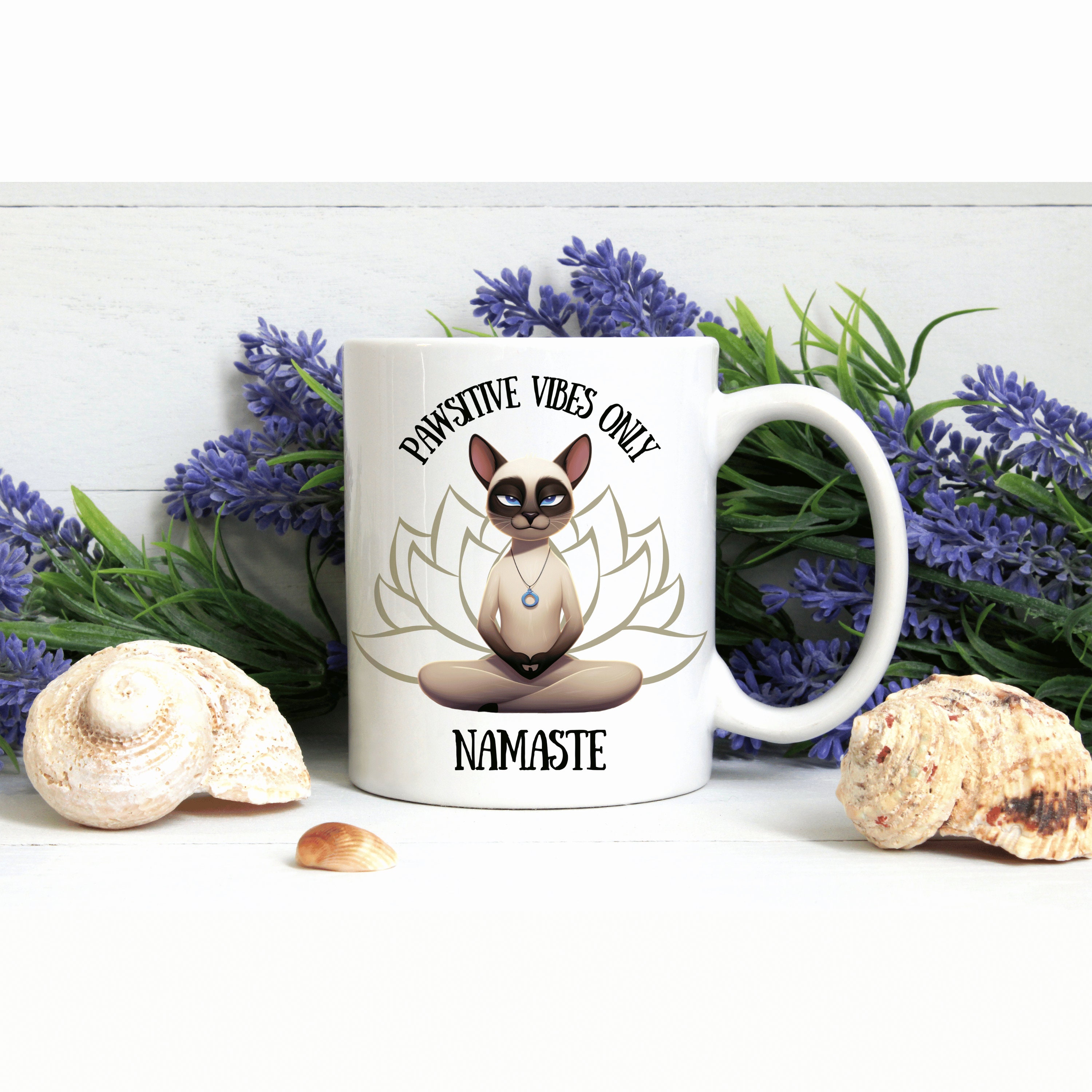 Pawsitive Vibes Only Siamese Cat Cartoon Digital Image for Sublimations ...