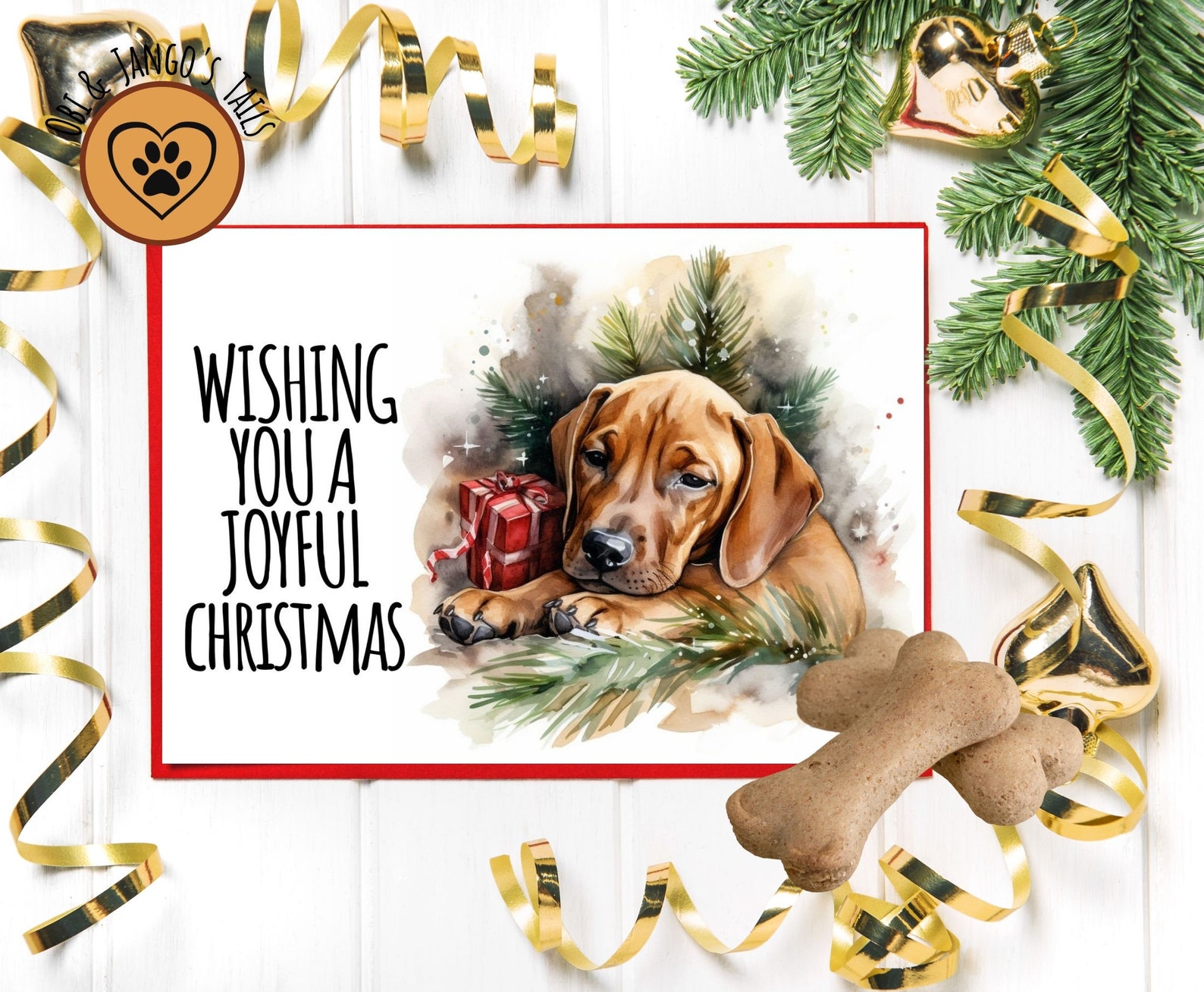 Rhodesian Ridgeback Puppy Card Christmas Card Holiday Card Digital ...