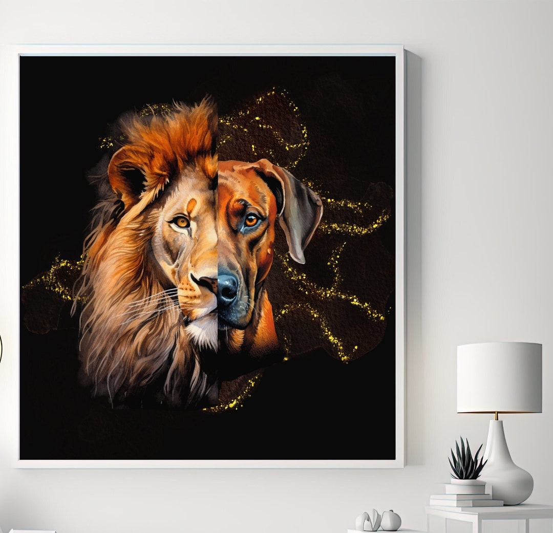 Lion | Rhodesian Ridgeback | Digital Print | Decor | African | Wall Art ...