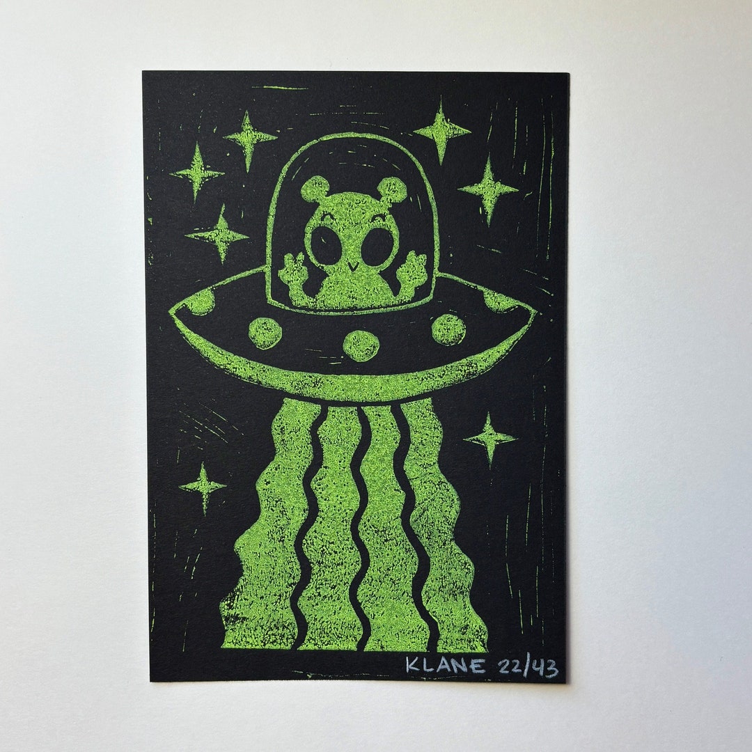 UFO Handmade Block Print - Etsy