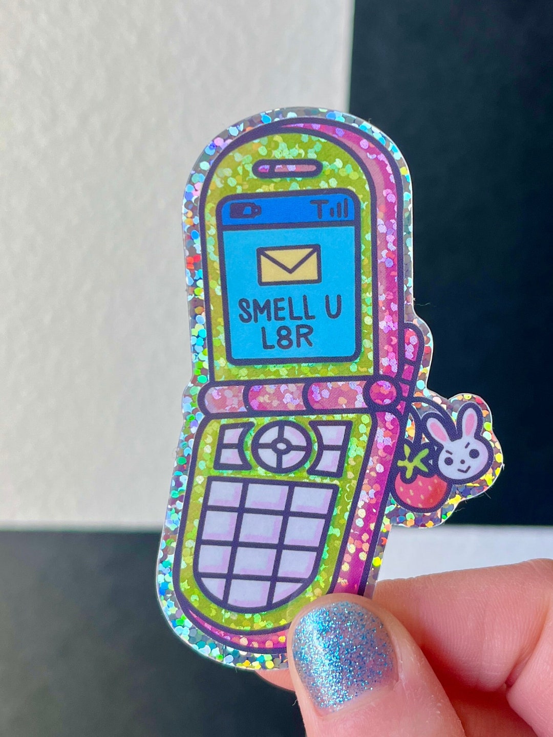 Flip Phone Glitter Sticker - Etsy