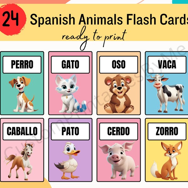 Animal Flash Cards - Etsy