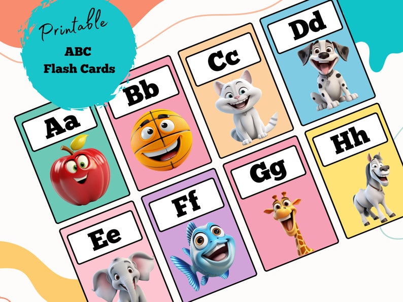 26 ABC Alphabet Flash Cards ABC Printable Flash Cards Digital ABC Flash ...