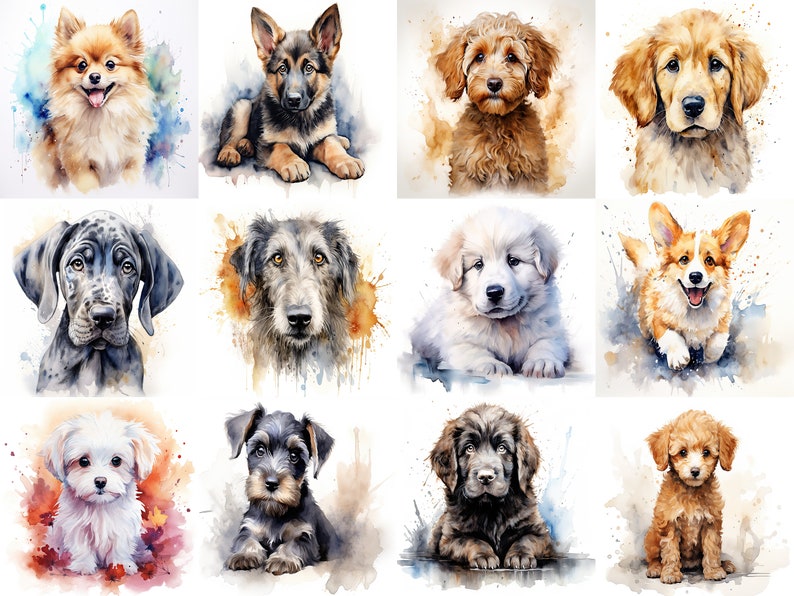50 Dog Breeds Watercolor 20 Oz Tumbler Wrap Bundle 20 Oz Skinny Tumbler ...