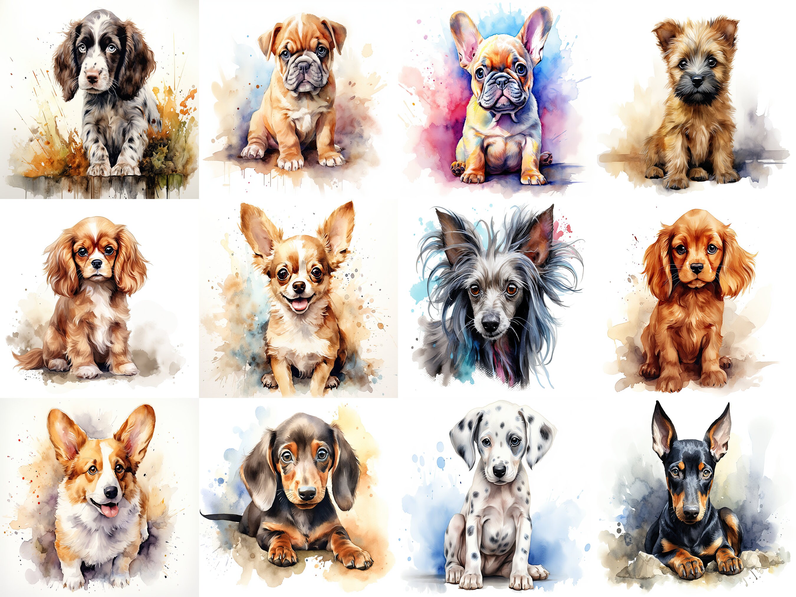 50 Dog Breeds Watercolor 20 Oz Tumbler Wrap Bundle 20 Oz Skinny Tumbler ...