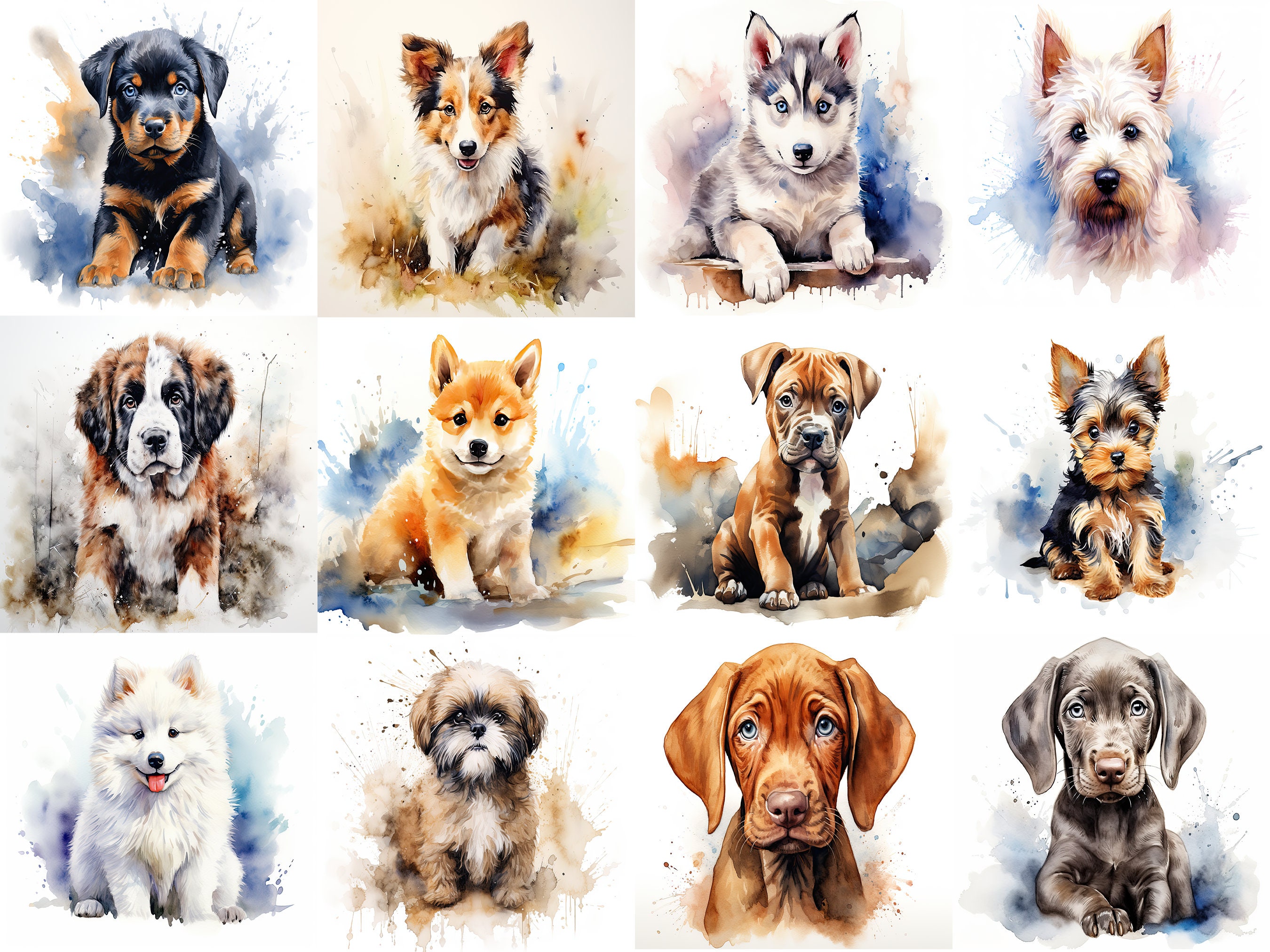 50 Dog Breeds Watercolor 20 Oz Tumbler Wrap Bundle 20 Oz Skinny Tumbler ...