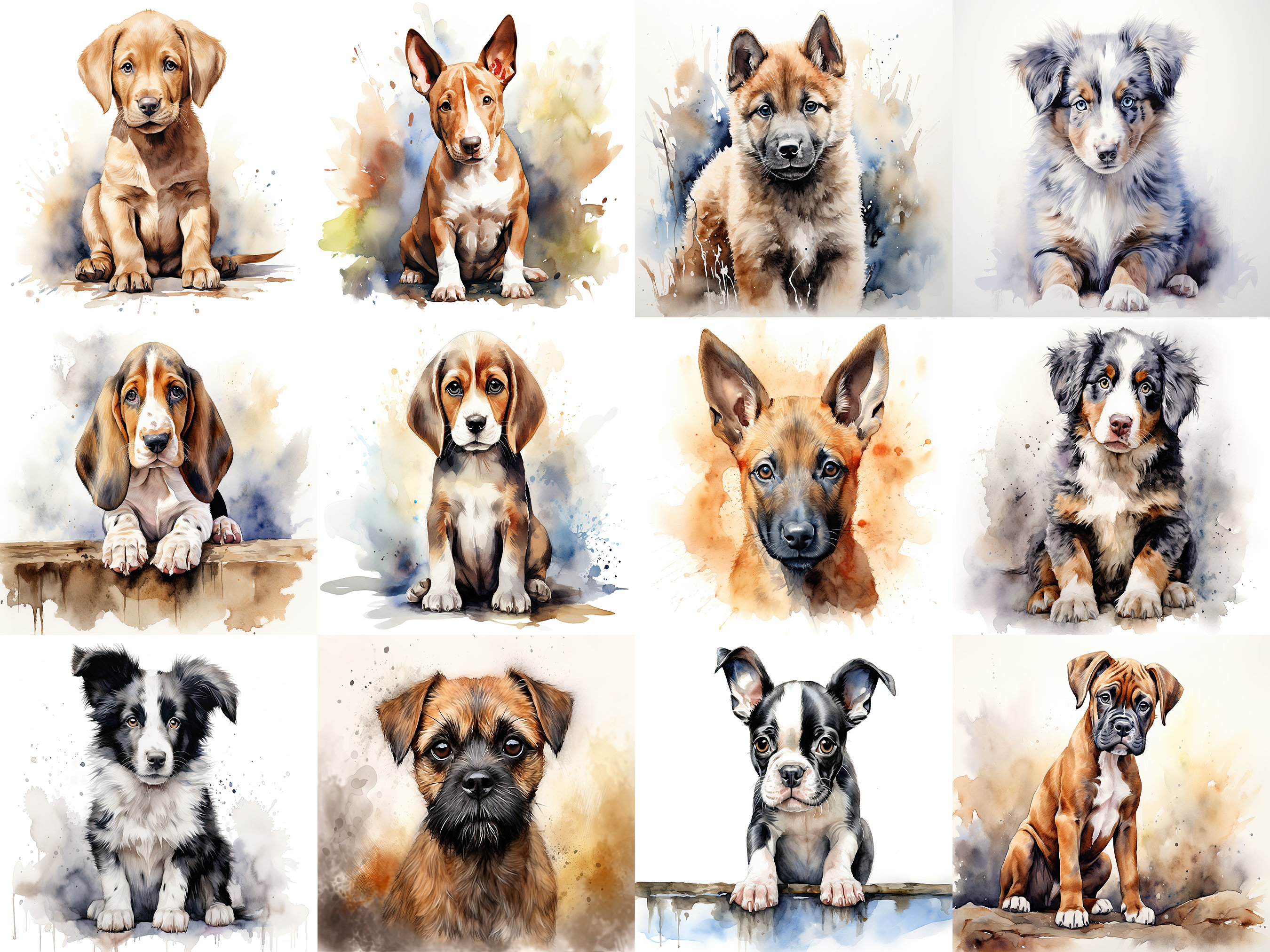 50 Dog Breeds Watercolor 20 Oz Tumbler Wrap Bundle 20 Oz Skinny Tumbler ...