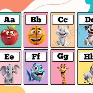26 ABC Alphabet Flash Cards ABC Printable Flash Cards Digital ABC Flash ...