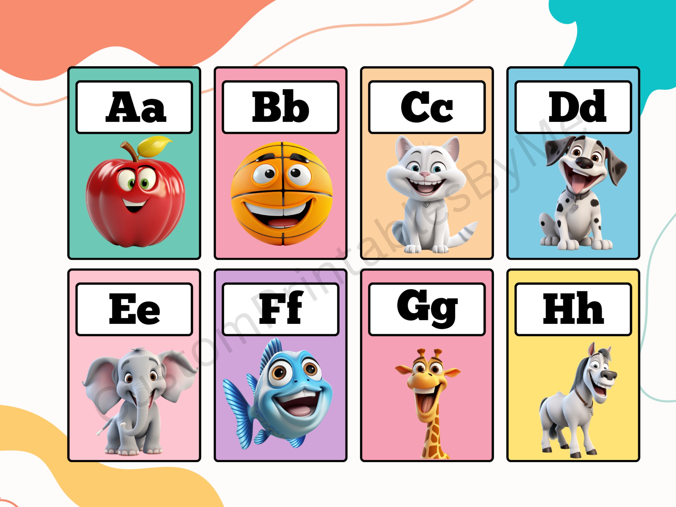 26 ABC Alphabet Flash Cards ABC Printable Flash Cards Digital ABC Flash ...