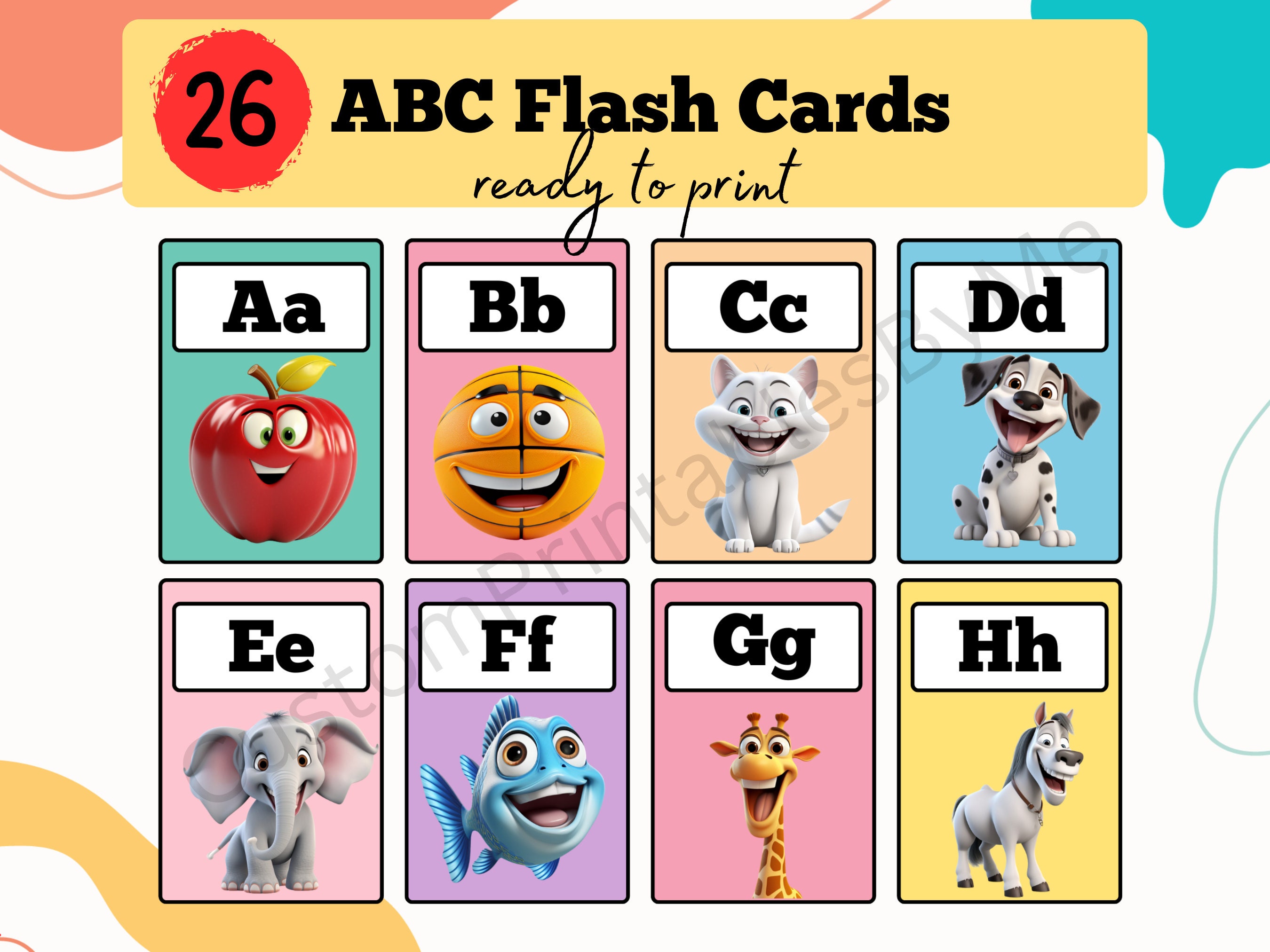 26 ABC Alphabet Flash Cards ABC Printable Flash Cards Digital ABC Flash Cards - Etsy