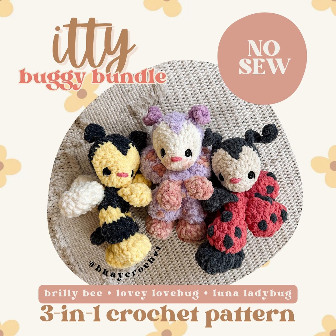 Itty Buggy Bundle Crochet Pattern | No Sew Low Sew Crochet Amigurumi ...