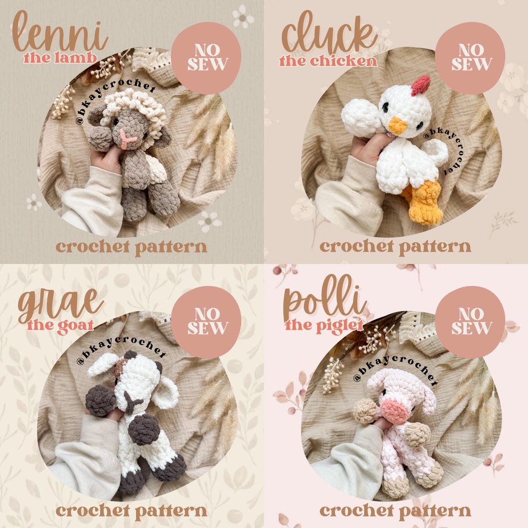 BUNDLE Itty Farm Babies Crochet Patterns | No Sew Low Sew Crochet ...