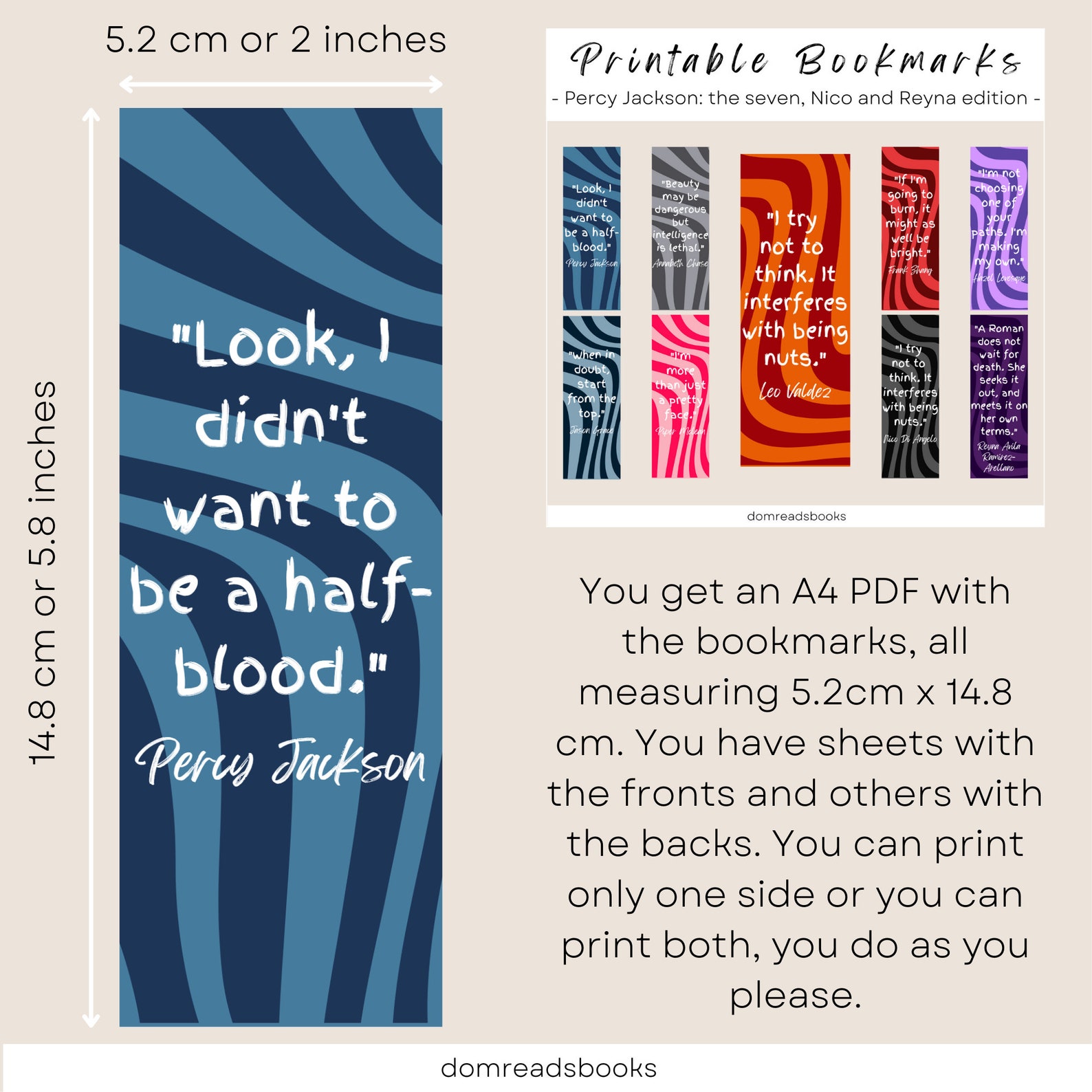 Percy Jackson | Printable Bookmarks | Digital Bookmark | Percy Jackson ...