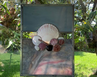 Stained Glass Panel With Shells Great for Beach House, Coastal Elegance ...