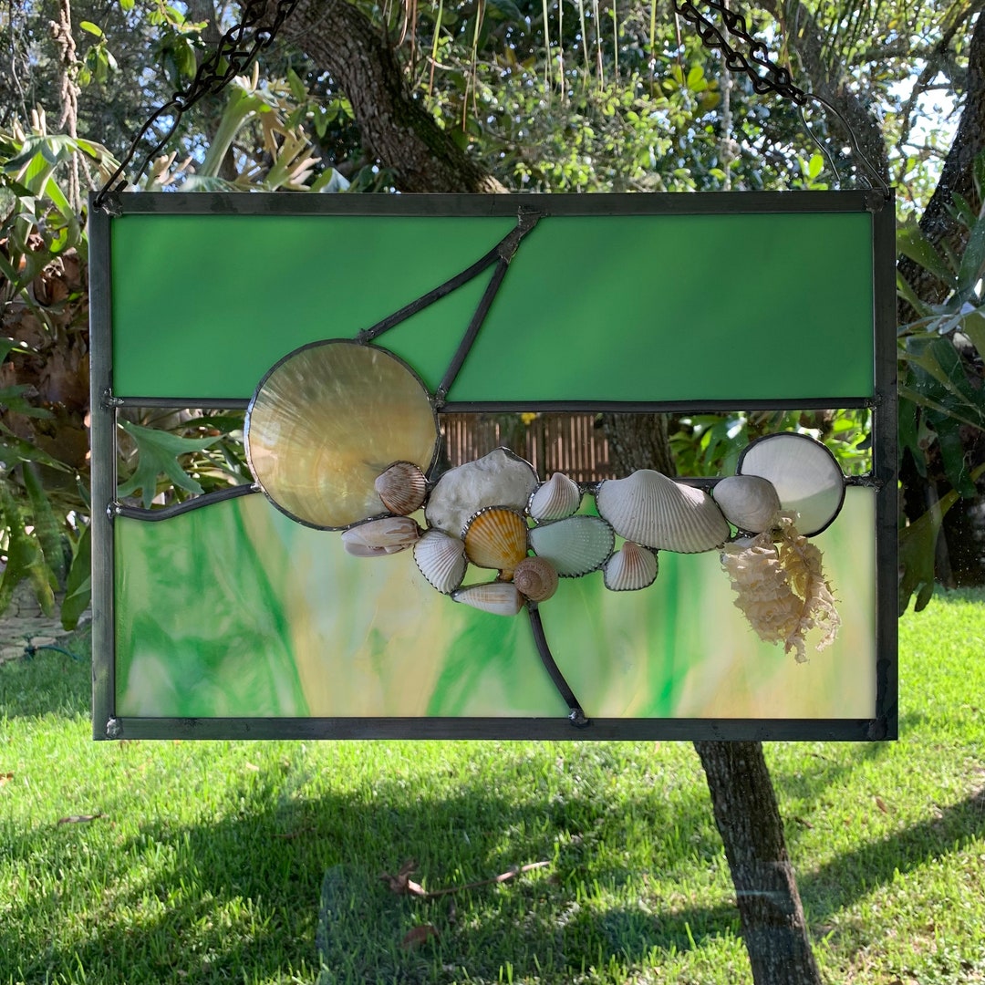 Stained Glass Panel With Seashells Perfect for Beach Home - Etsy
