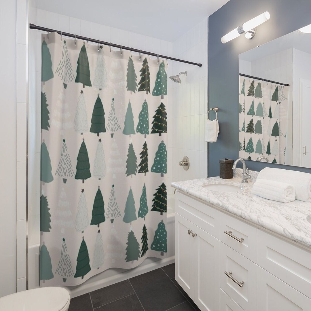 Christmas Tree Shower Curtain, Minimalist Christmas, Christmas Tree ...