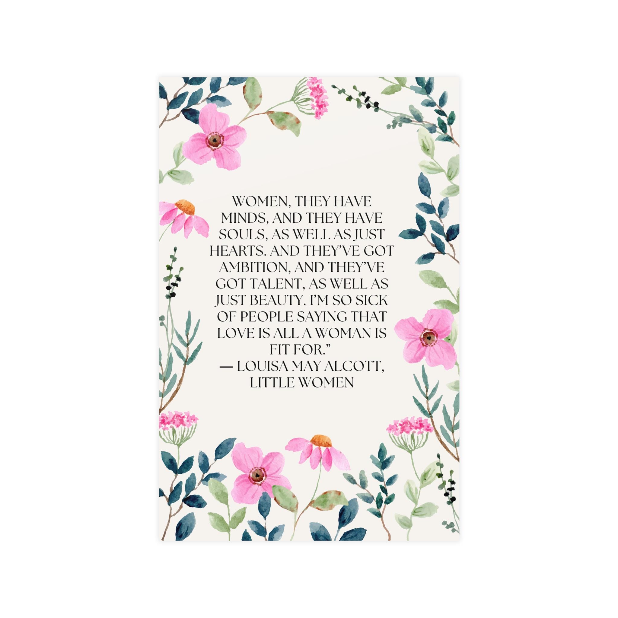 Little Women Art Print: Louisa May Alcott Quote, Bookish Library Decor ...