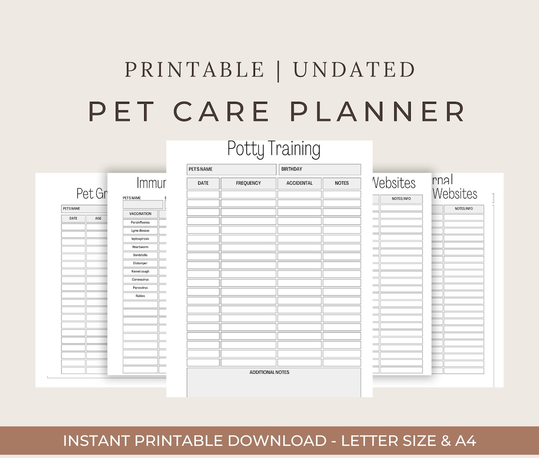 Ultimate Pet Care Printable Bundle | Printable Pet Workbook, Pet ...