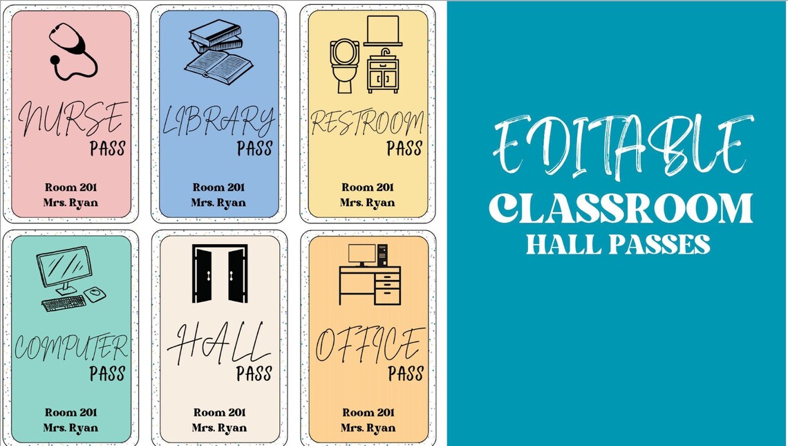 Editable Classroom Hall Passes - Pastel Polka Dot - Etsy