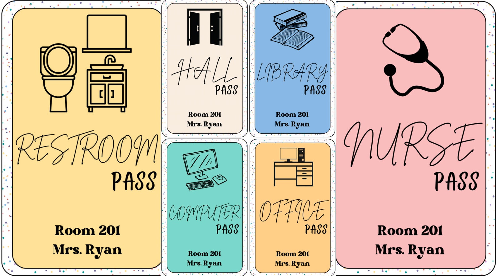 Editable Classroom Hall Passes - Pastel Polka Dot - Etsy